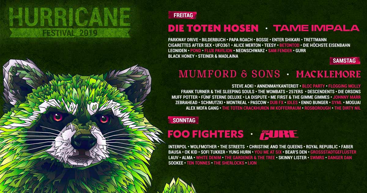 Finales Hurricane Festival Line-up 2019 nach Tagen - Foo Fighters, Papa ...